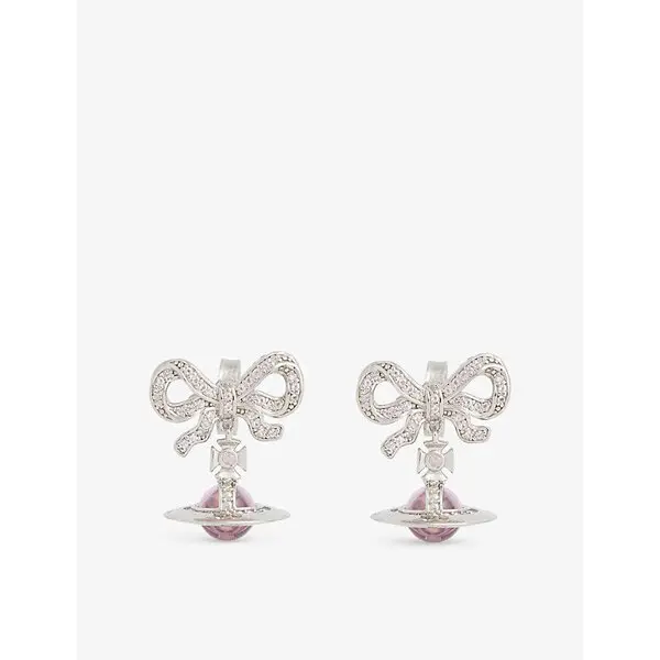 Vivienne Westwood OCTAVIEピアス　シルバー×ピンク Vivienne Westwood Octavie Orb Earrings - Platinum / Pink, Pink Cz